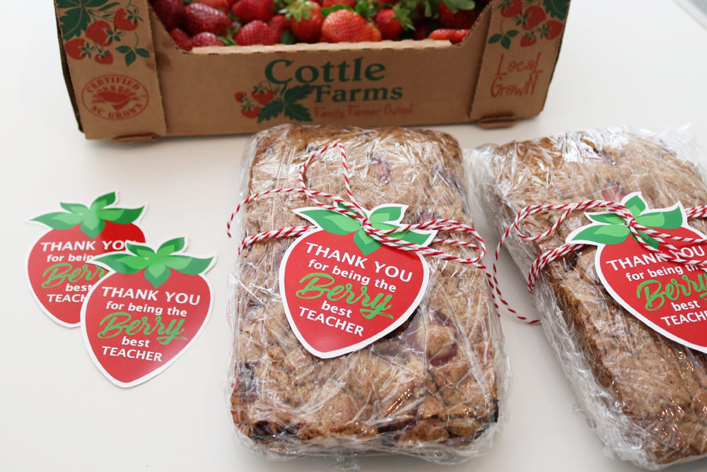 Strawberry Bread Recipe and Teacher Appreciation Printable